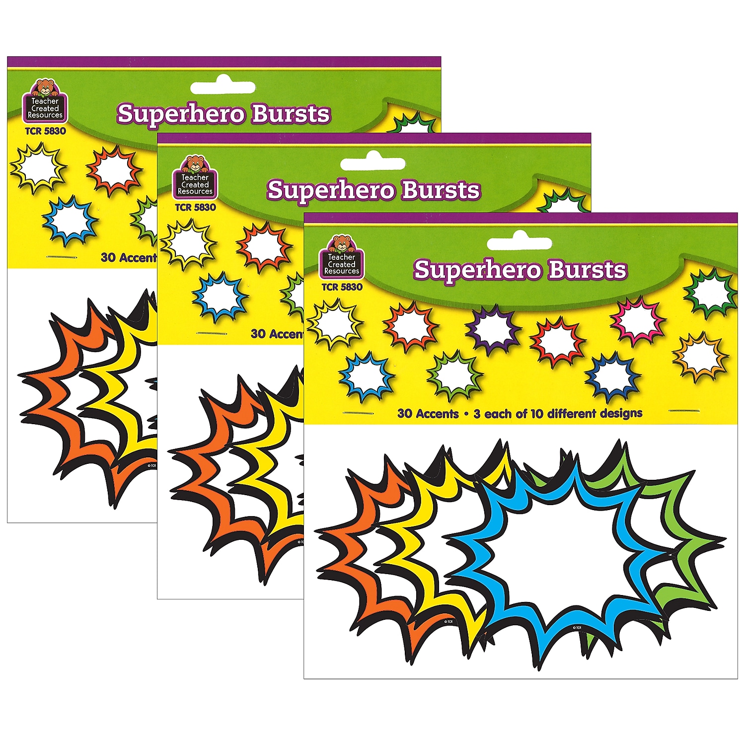 Teacher Created Resources TCR5830-3 Superhero Burst Accents - Pack of 3 ...