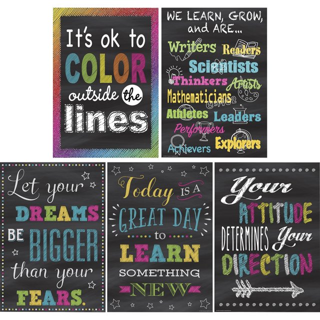 Teacher Created Resources, TCR6658, Chalkboard Brights Poster Set, 5 ...
