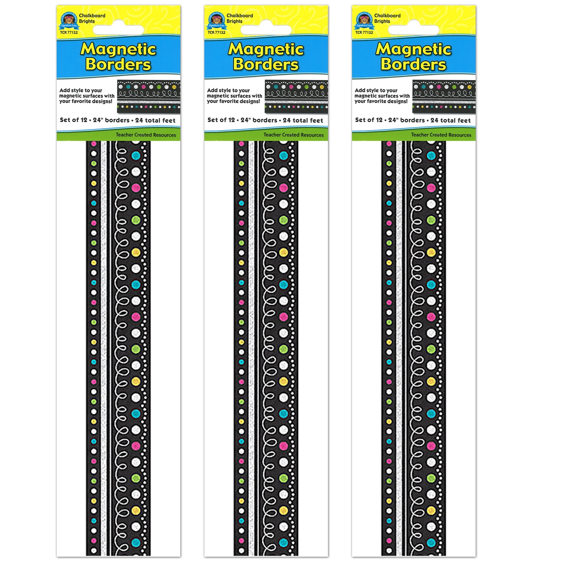 Teacher Created Resources Chalkboard Brights Magnetic Borders, 24 Feet ...