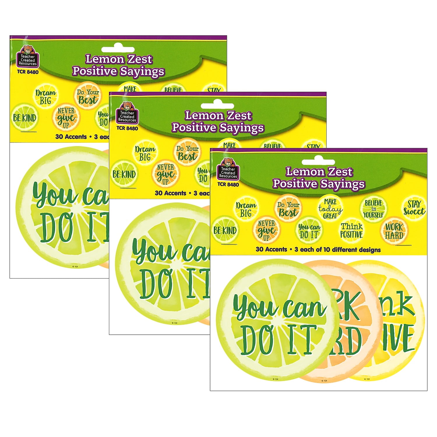 Teacher Created Resources TCR8480-3 Lemon Zest Positive Saying, Accents ...