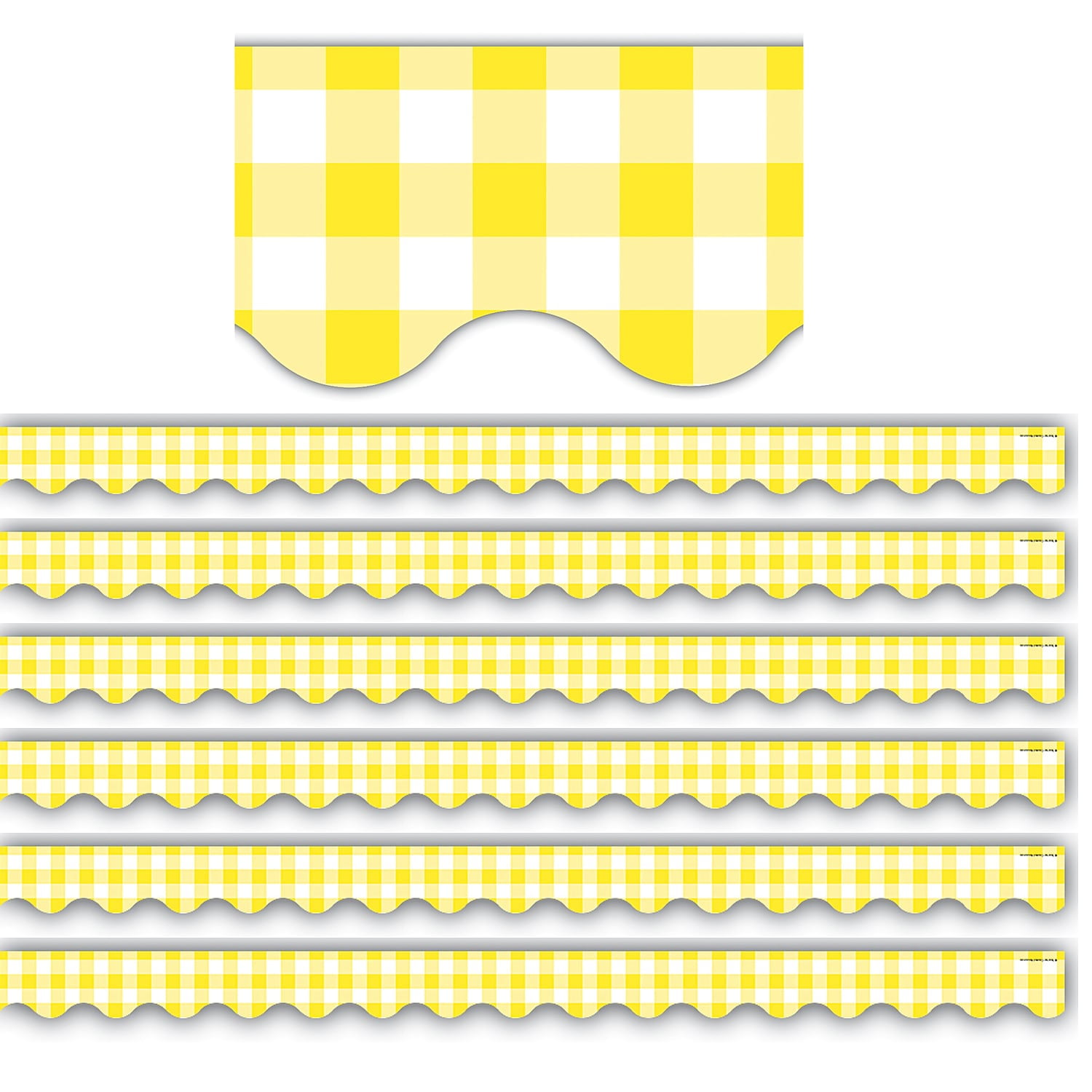 Teacher Created Resources TCR8500-6 35 ft. Yellow Gingham Scalloped ...