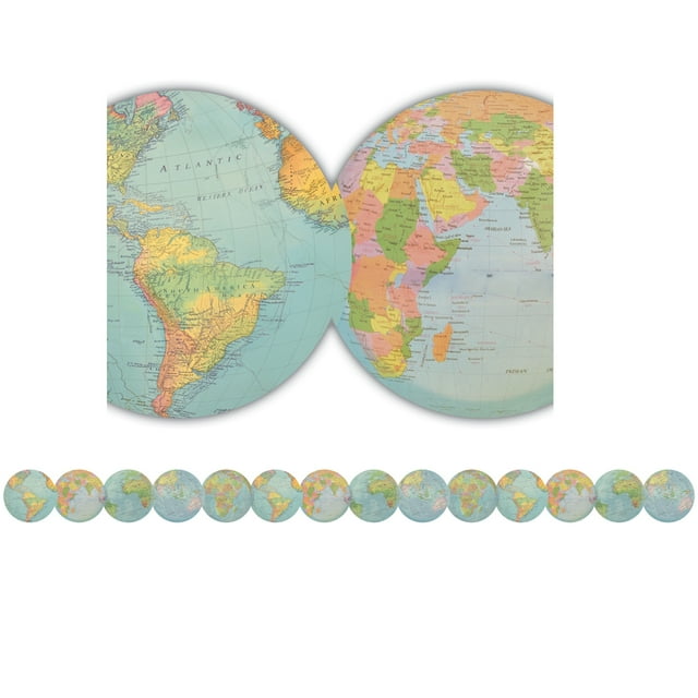 Teacher Created Travel the Map Globes Die-Cut Border Trim (TCR 8640 ...