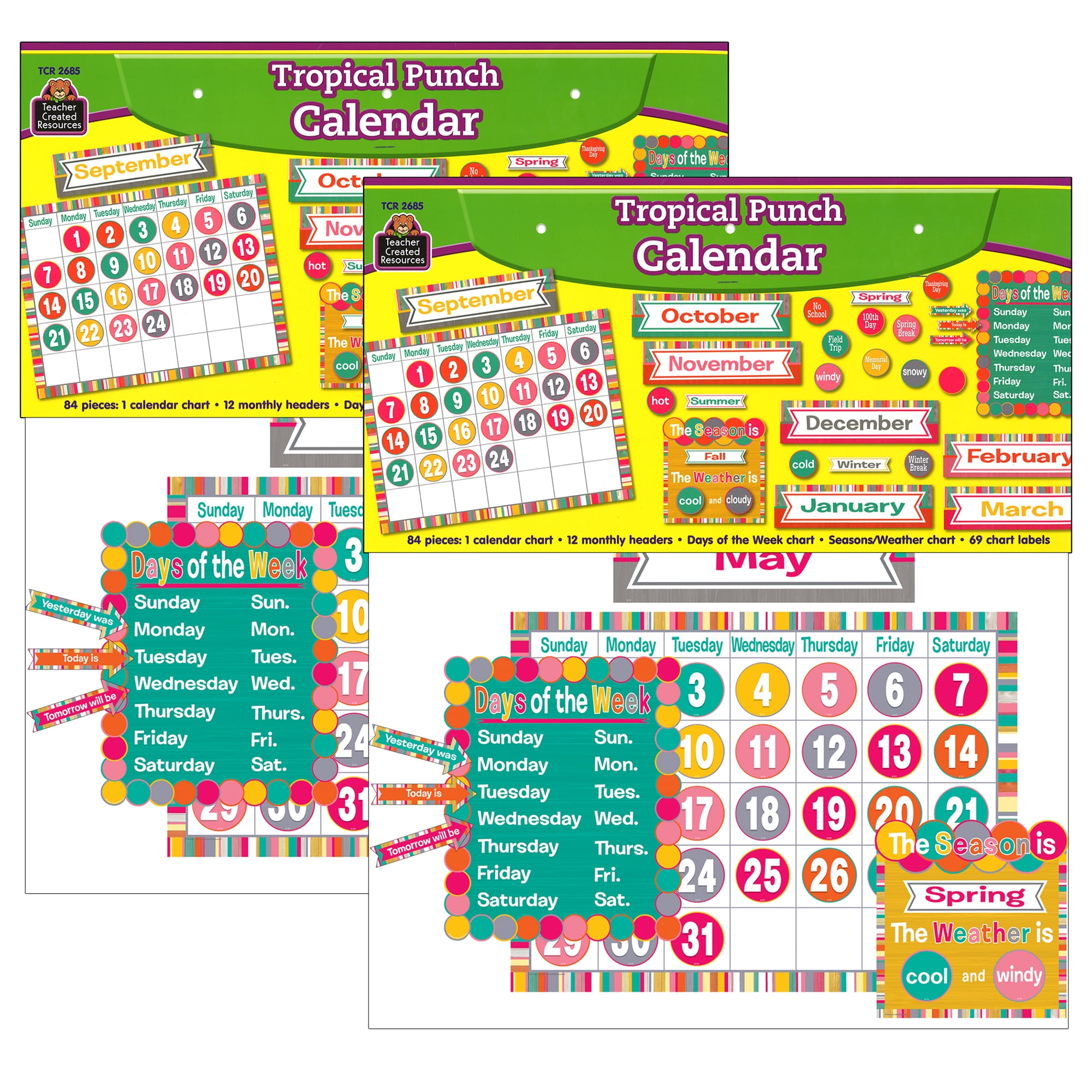 Teacher Created Resources Tropical Punch Calendar Bulletin Board Set, 2 ...