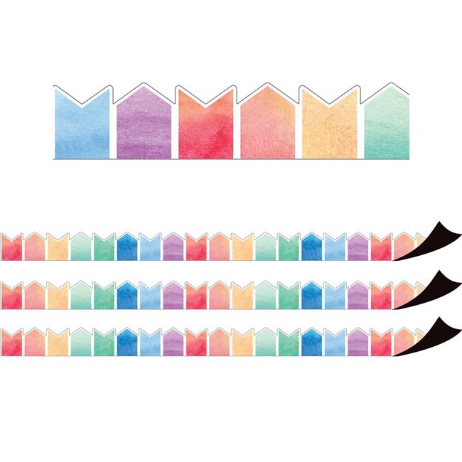 Teacher Created Resources Watercolor Pennants Magnetic Border, 24 Feet ...
