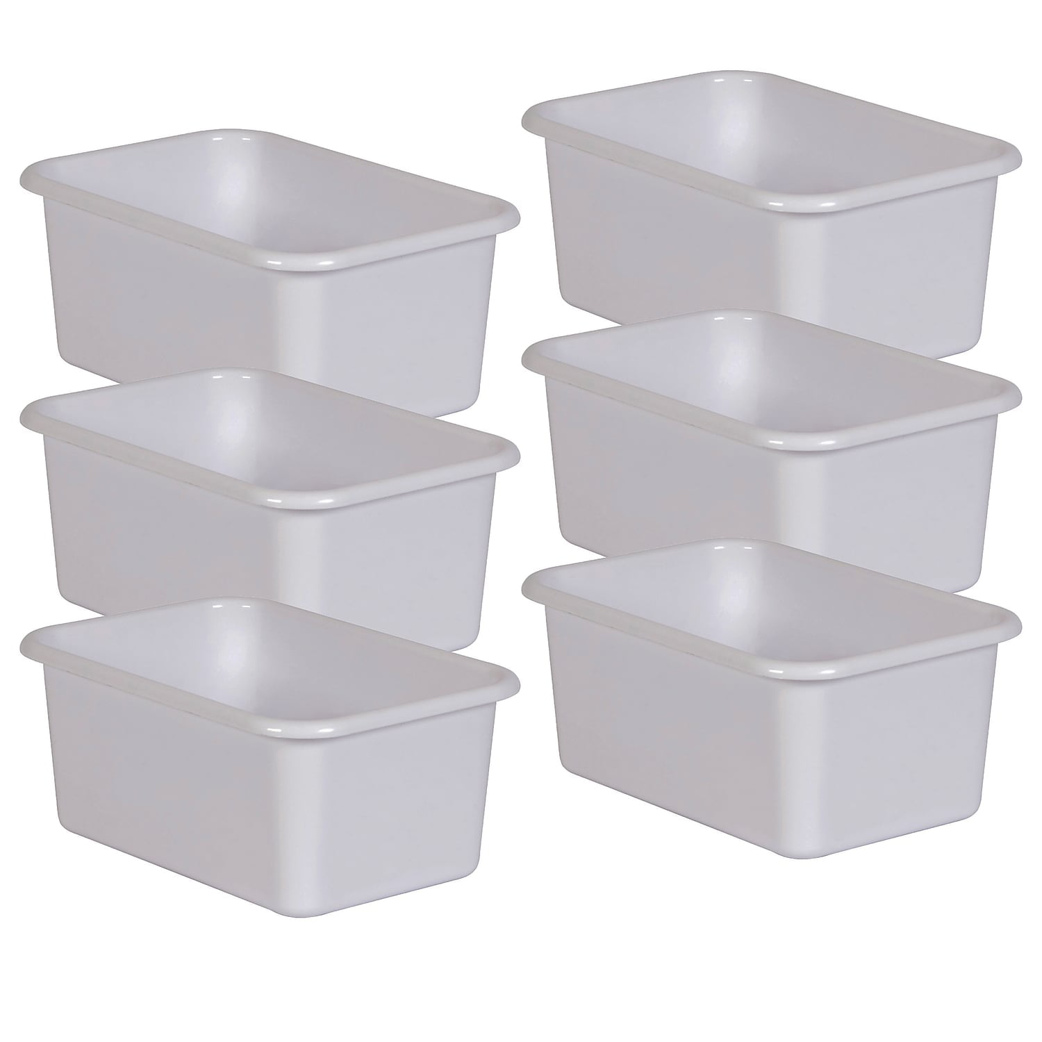Teacher Created Resources White Small Plastic Storage Bin, Pack of 6 ...