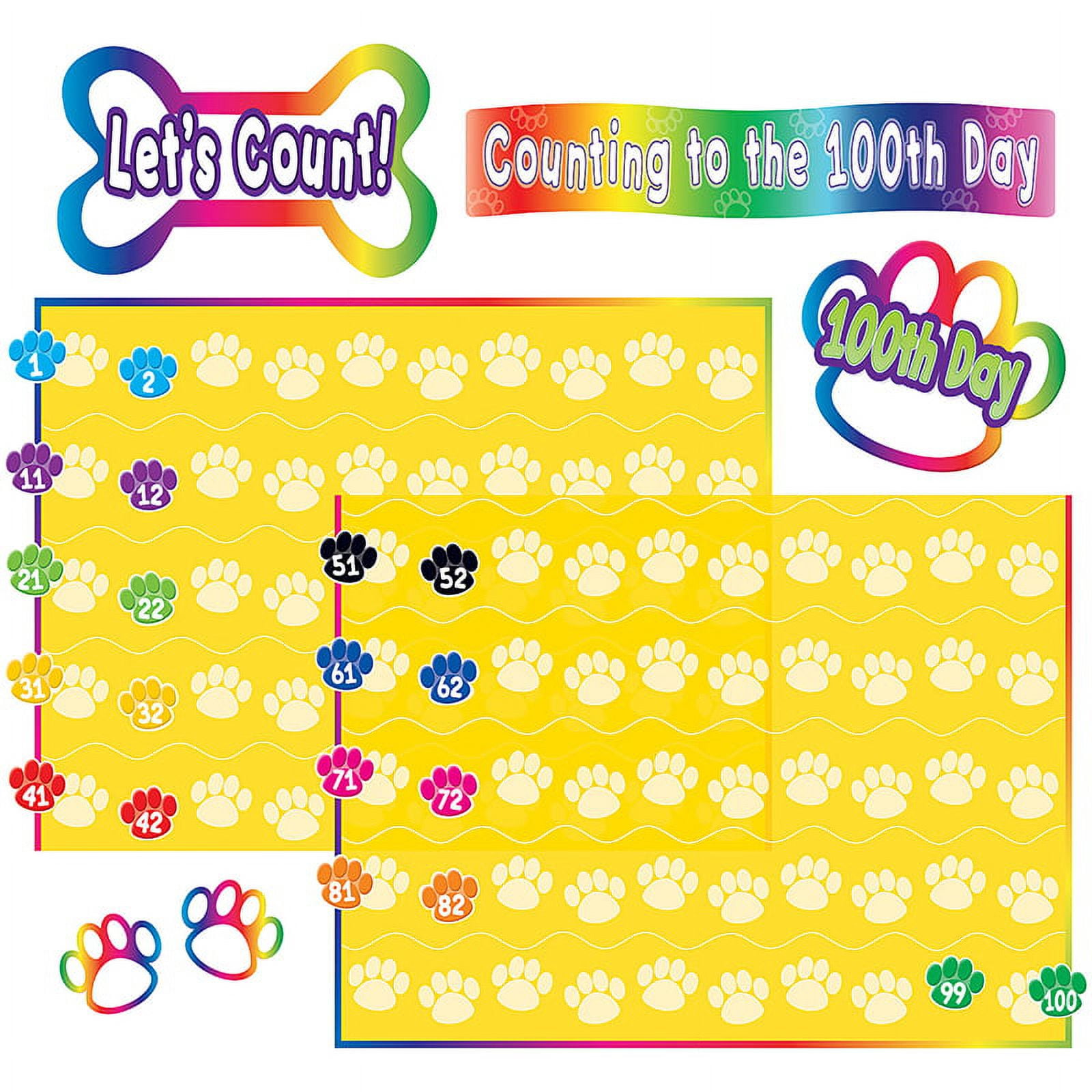 Paw Prints Counting To 100 Bulletin Board Set - Walmart.com