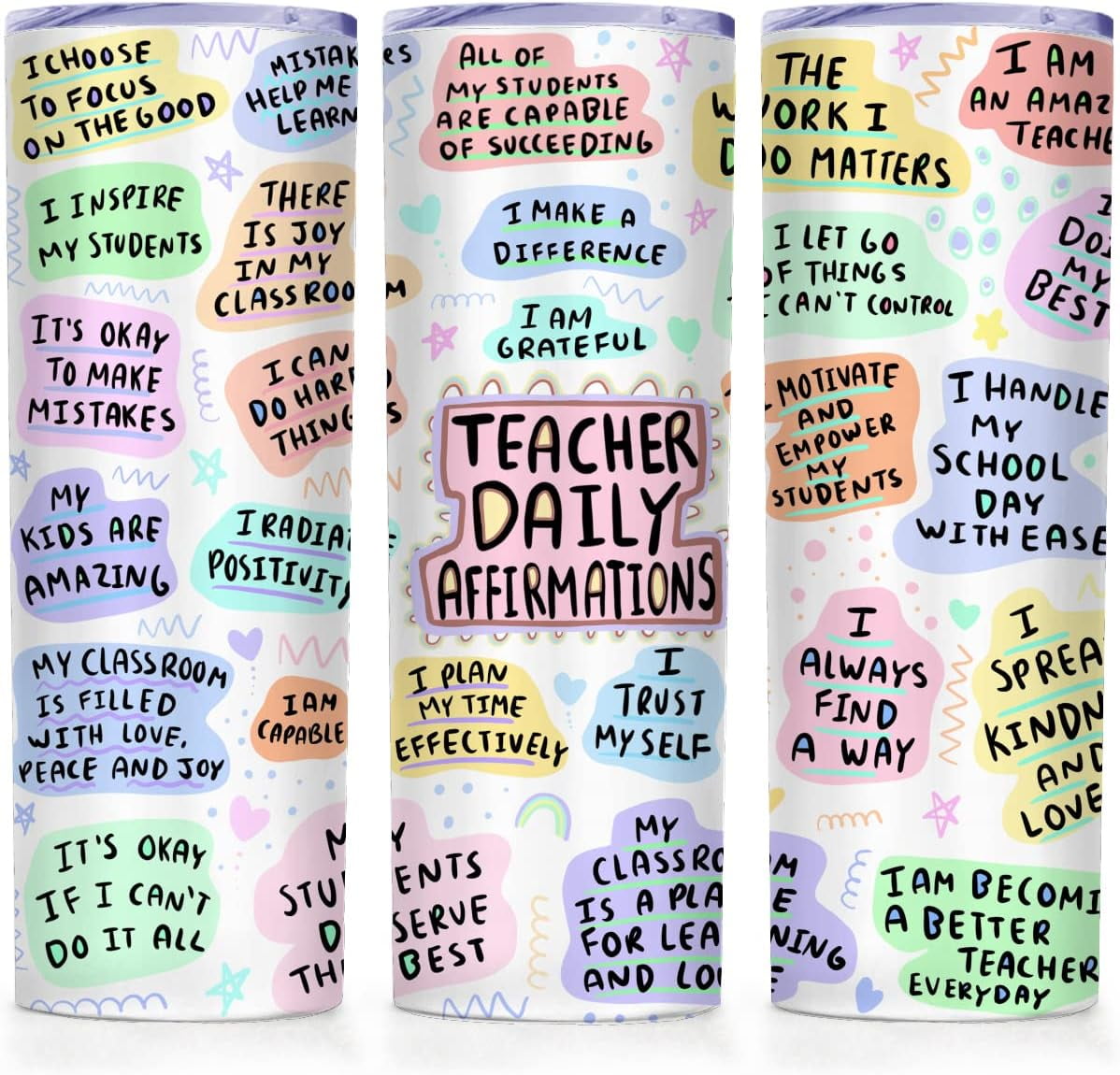 Teacher Daily Affirmations Tumbler 20oz - Positive Quotes Mug ...