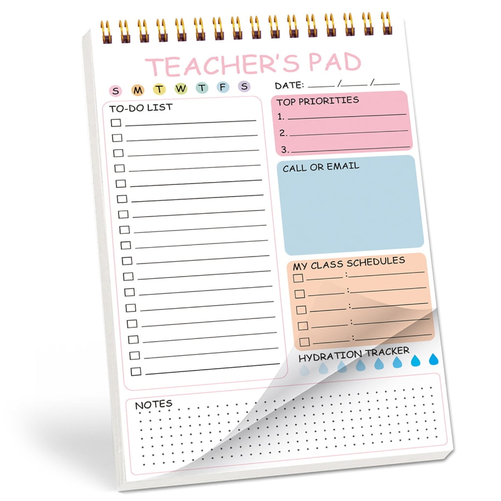 Teacher Daily Planner Notebook 52 Sheets Twin Coil Binding Paper ...