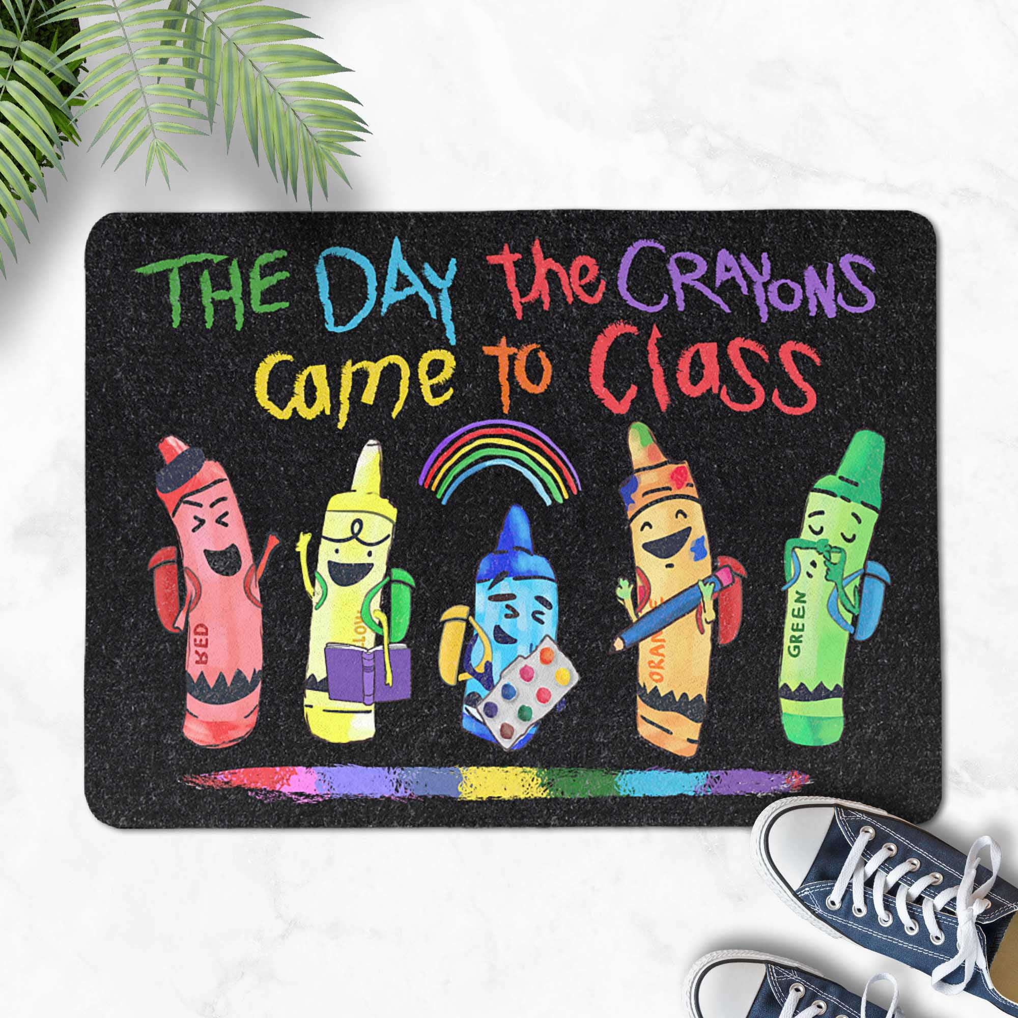 Teacher Entryway Rug, Rainbow Crayons Welcome Mat for Students, Bright ...