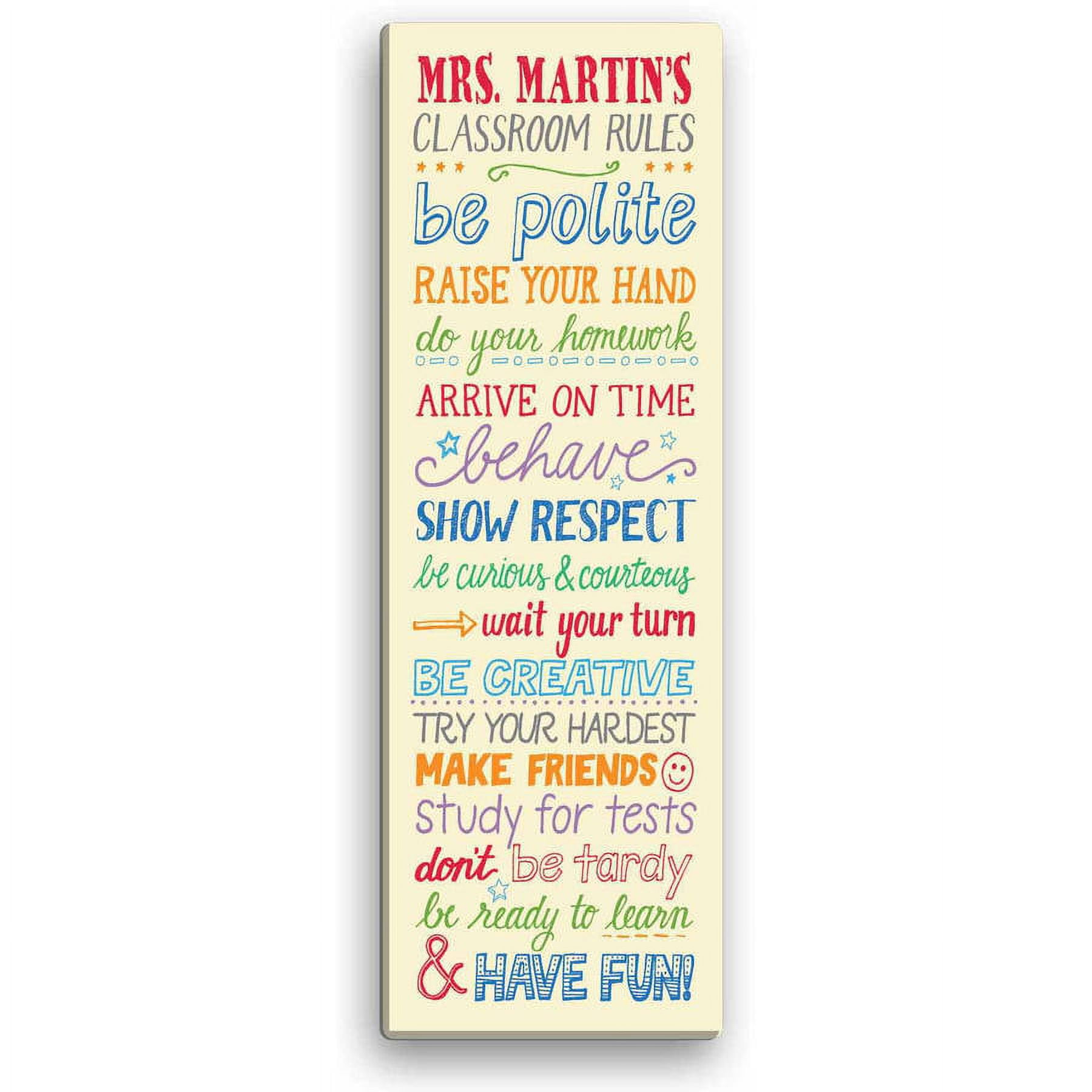 Teacher Gift - Classroom Rules 6" x 18" Canvas Available In Multiple ...