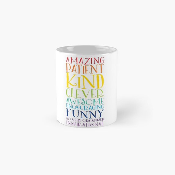 Teacher Gift - inspiring rainbow word stack typography thank you ...