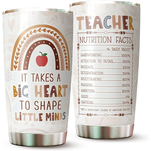 Teacher Appreciation Tumbler 20 Oz - 'Big Heart Shaping Little Minds ...