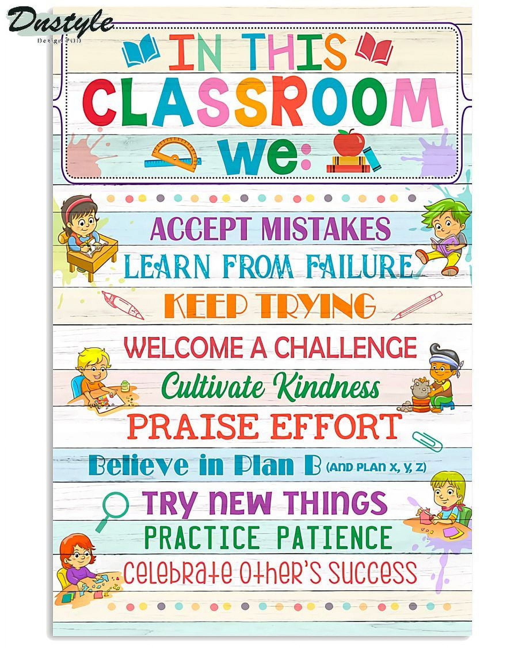 Teacher In This Classroom we accept mistakes poster - Dnstyles 24 x 36 ...