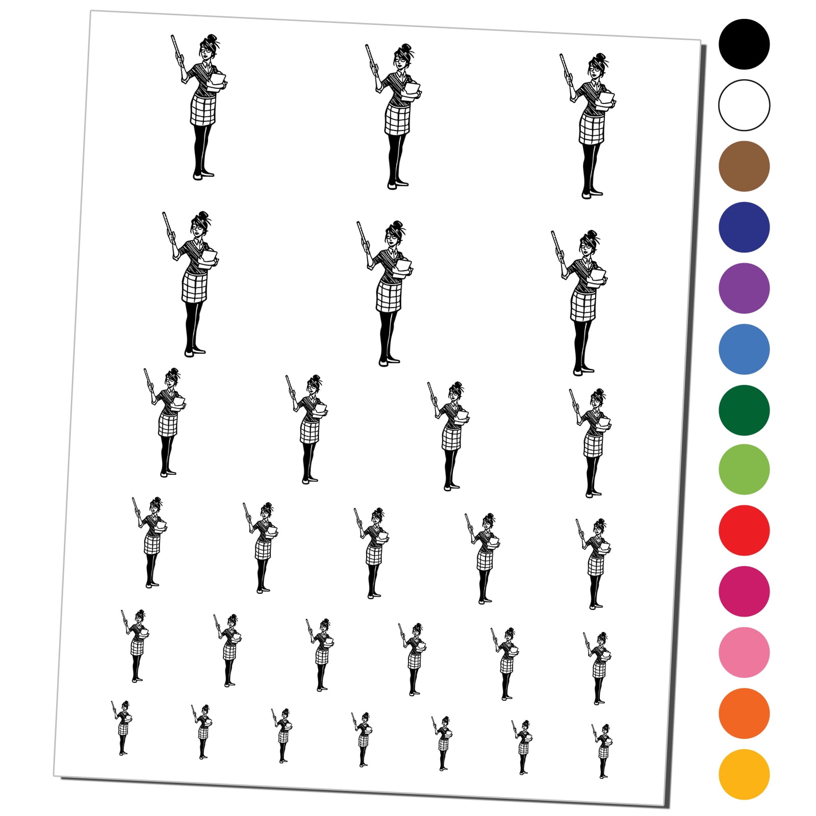 Teacher Instructor Librarian Woman with Ruler and Clipboard Water ...