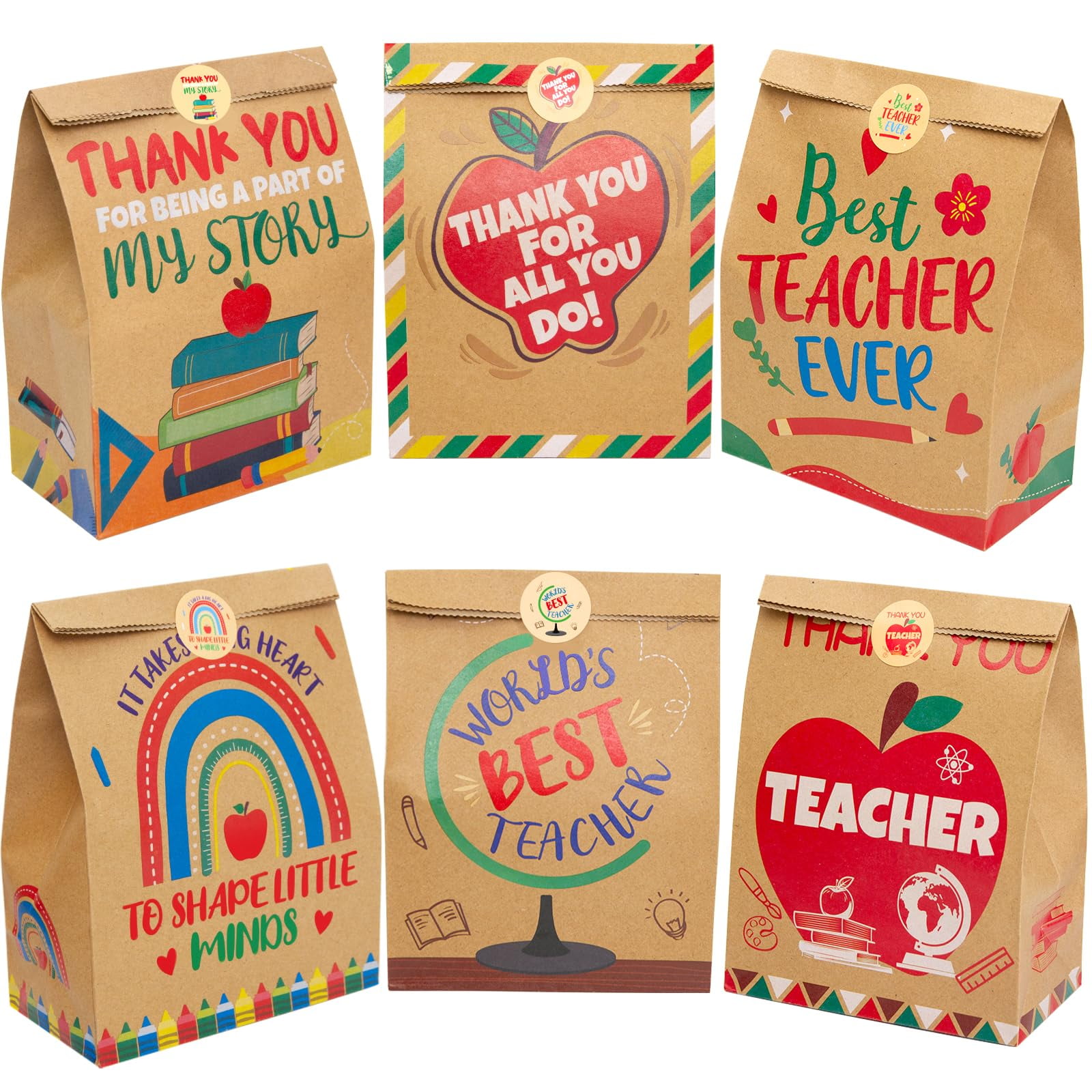 Teacher Kraft Gift Bags STF9 Thank You Teacher 18 Goody Bags Teacher ...