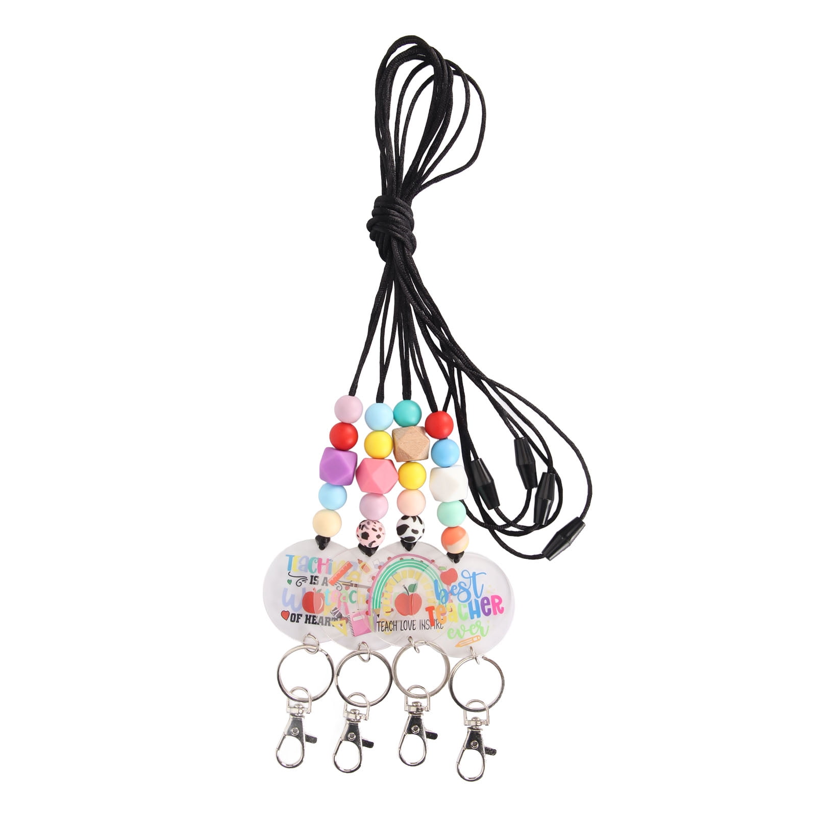 Teacher Lanyard with Breakaway Clasp, 4-Pack Beaded Lanyards for Name ...