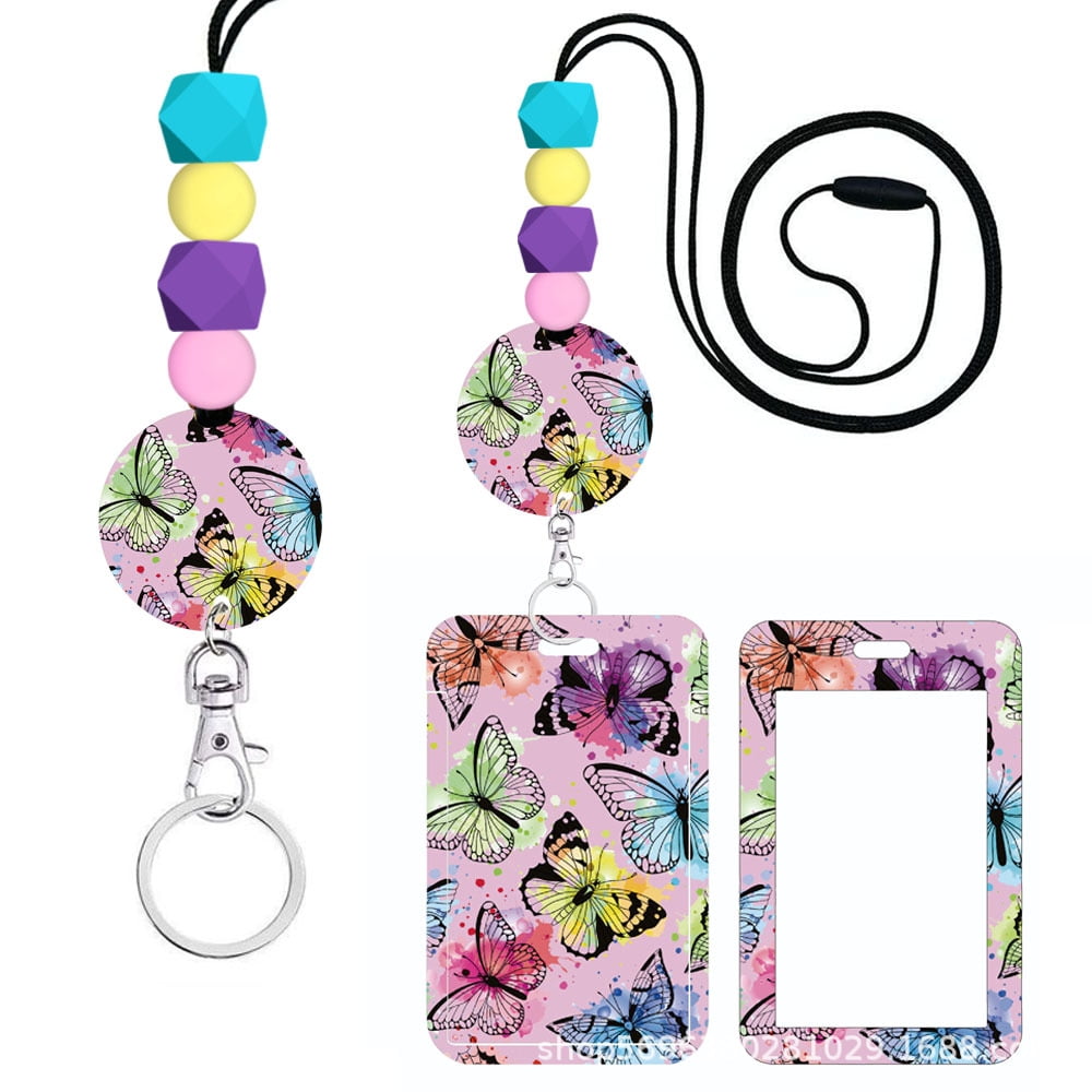 Teacher Lanyard for ID Badge Card, Cute Women Beaded Breakaway Neck ...