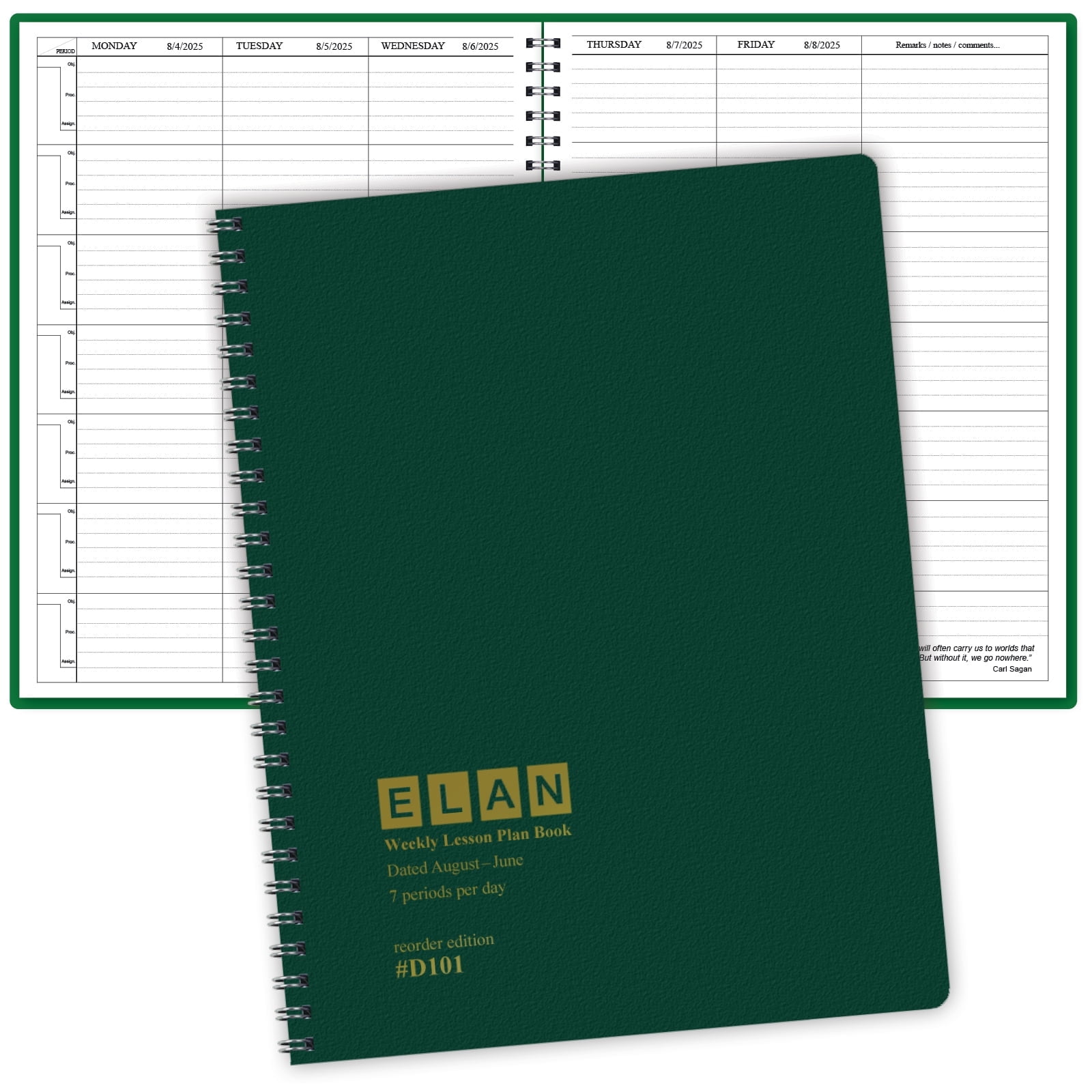 Elan Publishing Company Teacher Planner 2025-2026 Academic Year, 7 ...