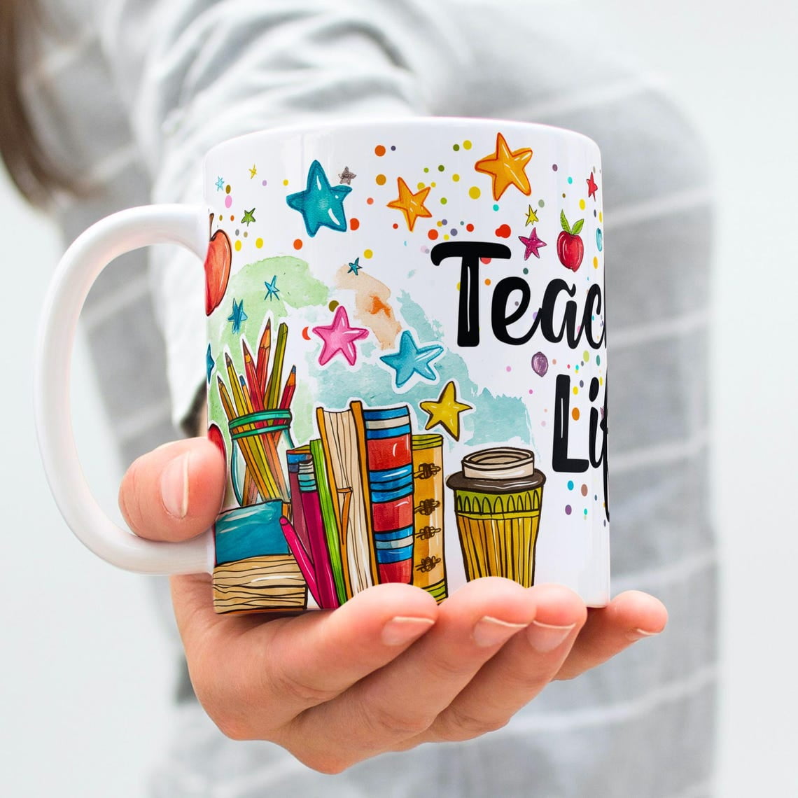 Teacher Life Mug Wrap Png, Teacher mug wrap design, School mug ...