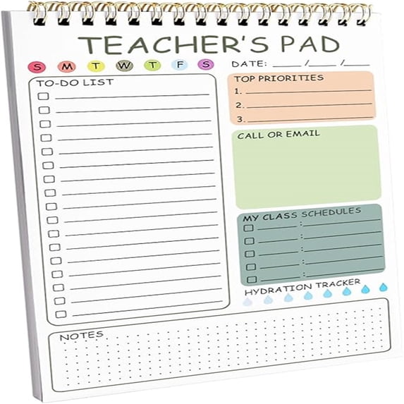 Teacher To Do List Notepad, 8.3x5.8 Inch Teacher Notepad, Spiral ...