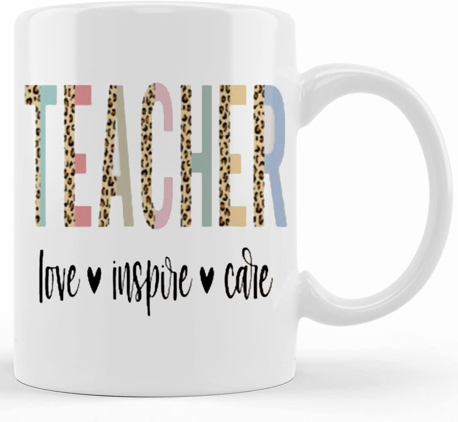 Teacher Love Inspire Coffee Mug Gift Custom Name Cup Leopard Cheetah ...