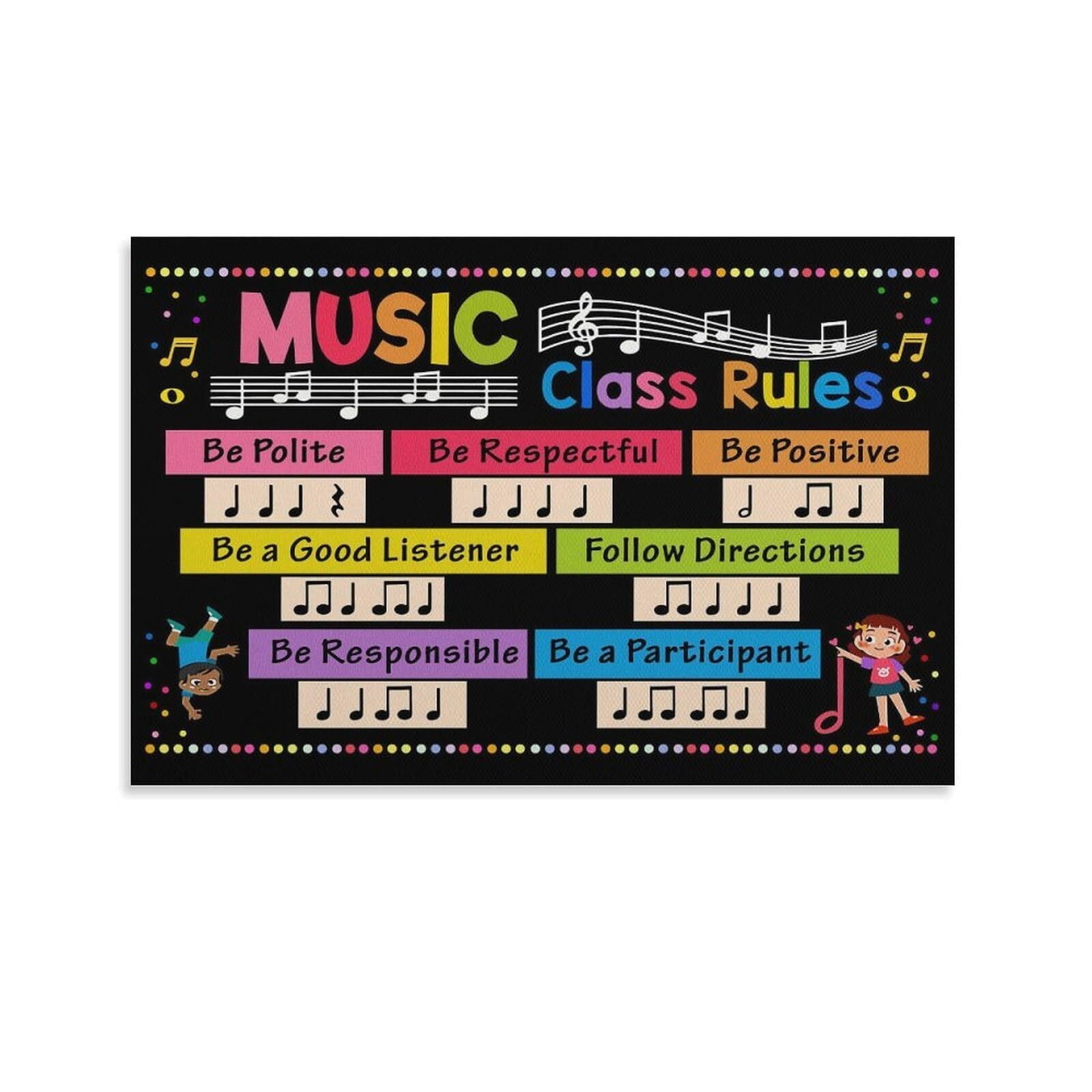 Teacher Music Class Rules Poster Classroom Posters Canvas Wall Art ...