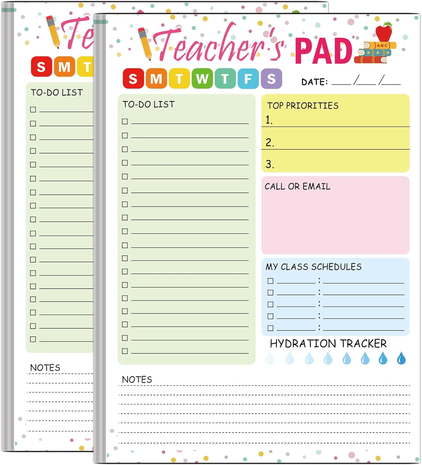 Teacher Notepad 5.5x8.3 Inch Checklist Daily Scheduler Sheets Tear-Off ...