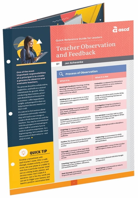 Teacher Observation and Feedback (Quick Reference Guide for Leaders ...