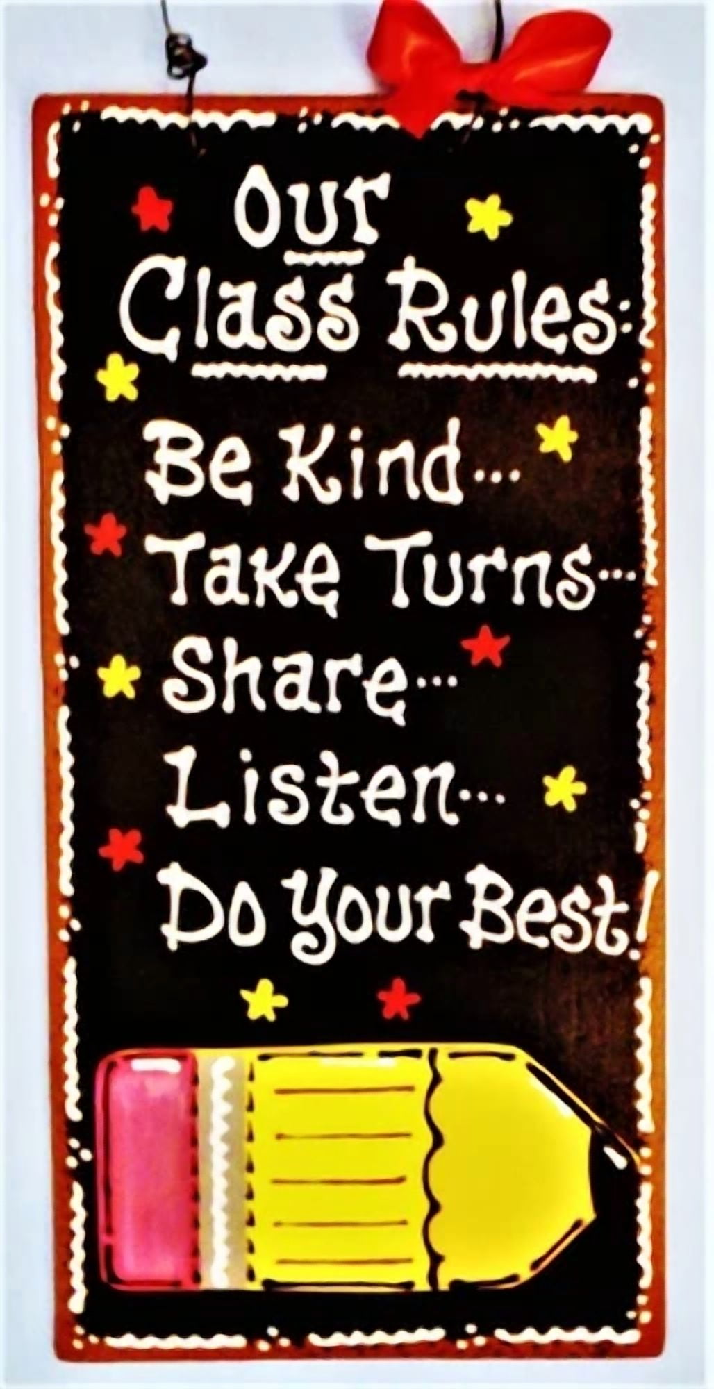 Teacher Our Class Rules Sign Classroom Wall Door Hanger Plaque Aide ...