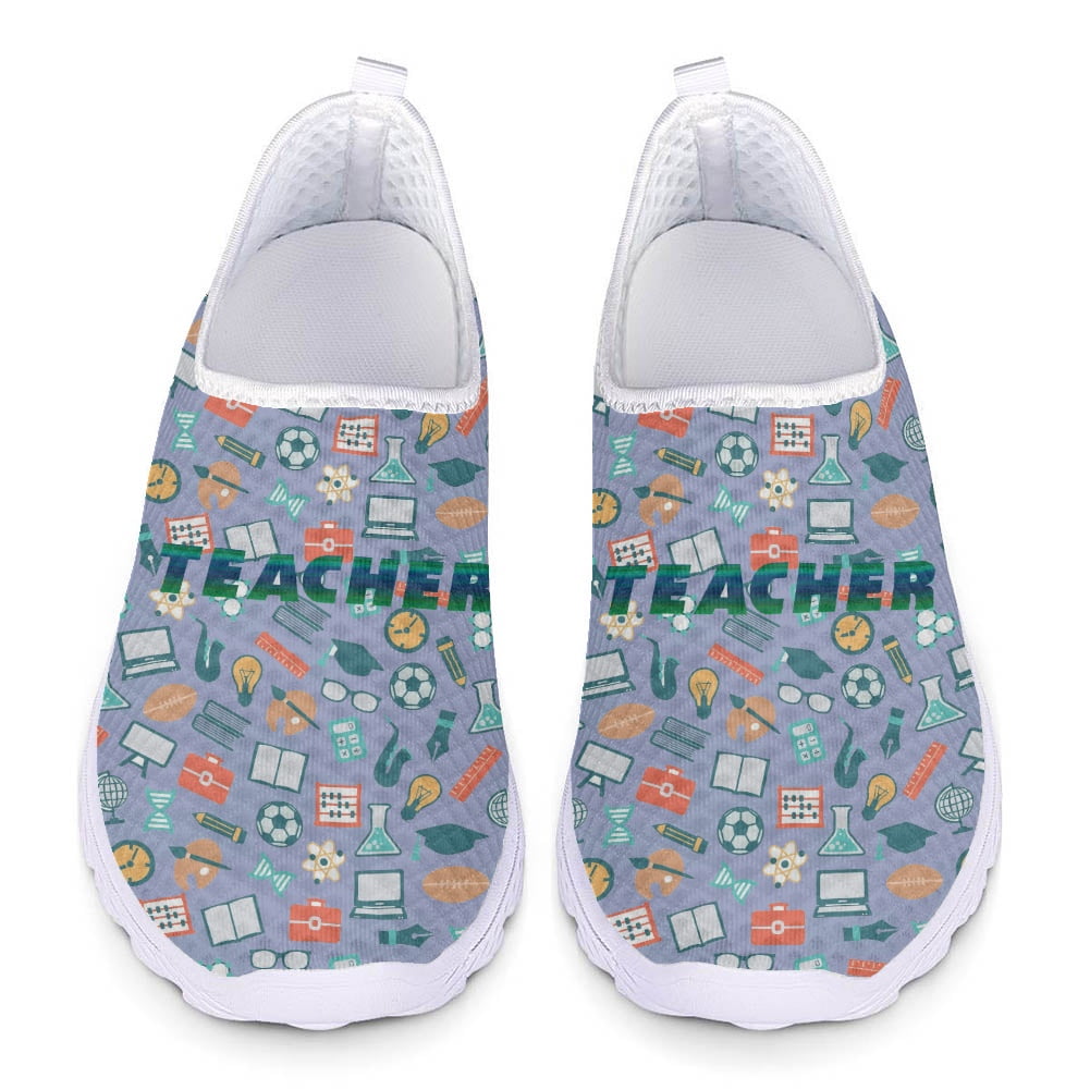 Teacher Pattern Female Loafers Womans Slip on Flats Large Size Shoes for Women Shoes Summer Mesh ...