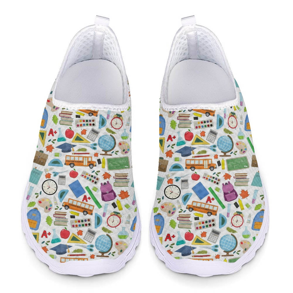 Teacher Pattern Light Loafers Womans Slip on Flats Large Size Shoes for ...