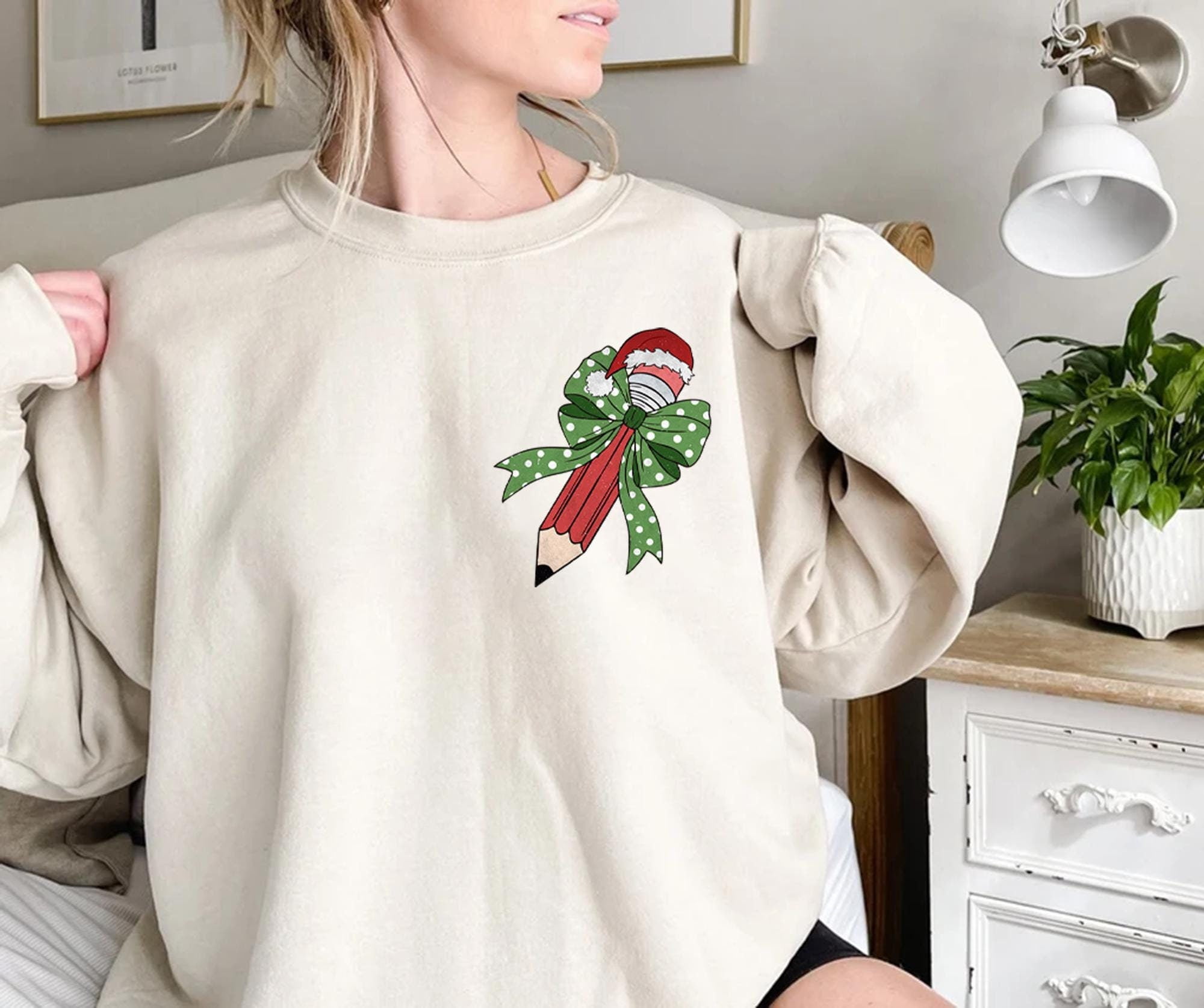 Teacher Pencil Christmas T-Shirt, Teacher Coquette Christmas Shirt ...