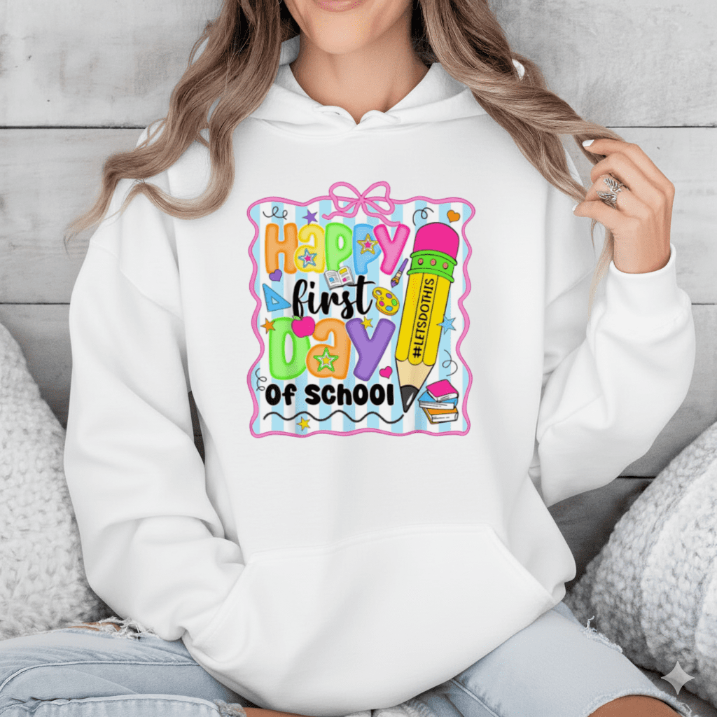 Teacher Pencil Design Classroom Student First Day Fun Hoodie Shirt, up ...