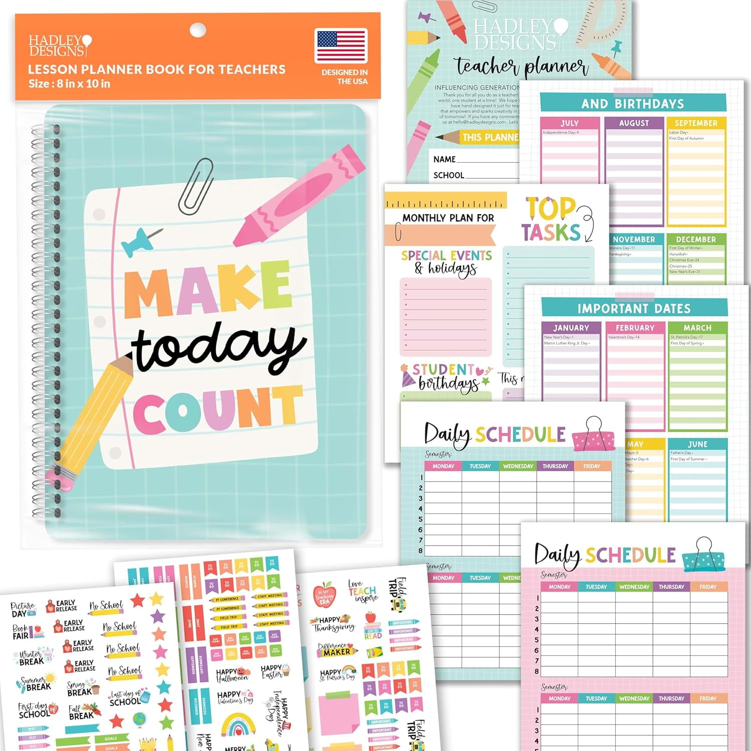 Teacher Planner 2025-2026 – Undated Lesson Planner Book with Stickers ...