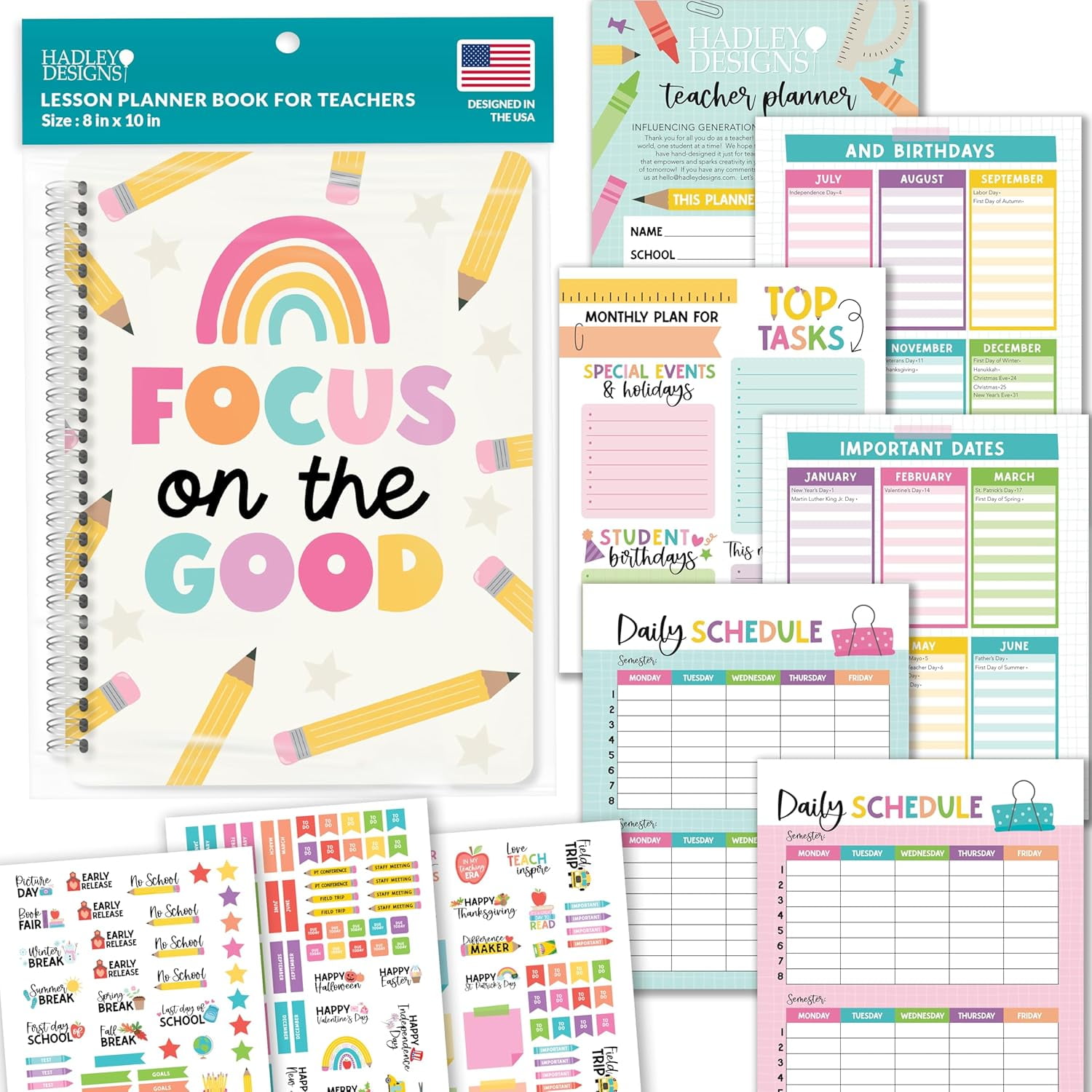 Teacher Planner 2025-2026 – Undated Lesson Planner Book with Stickers ...
