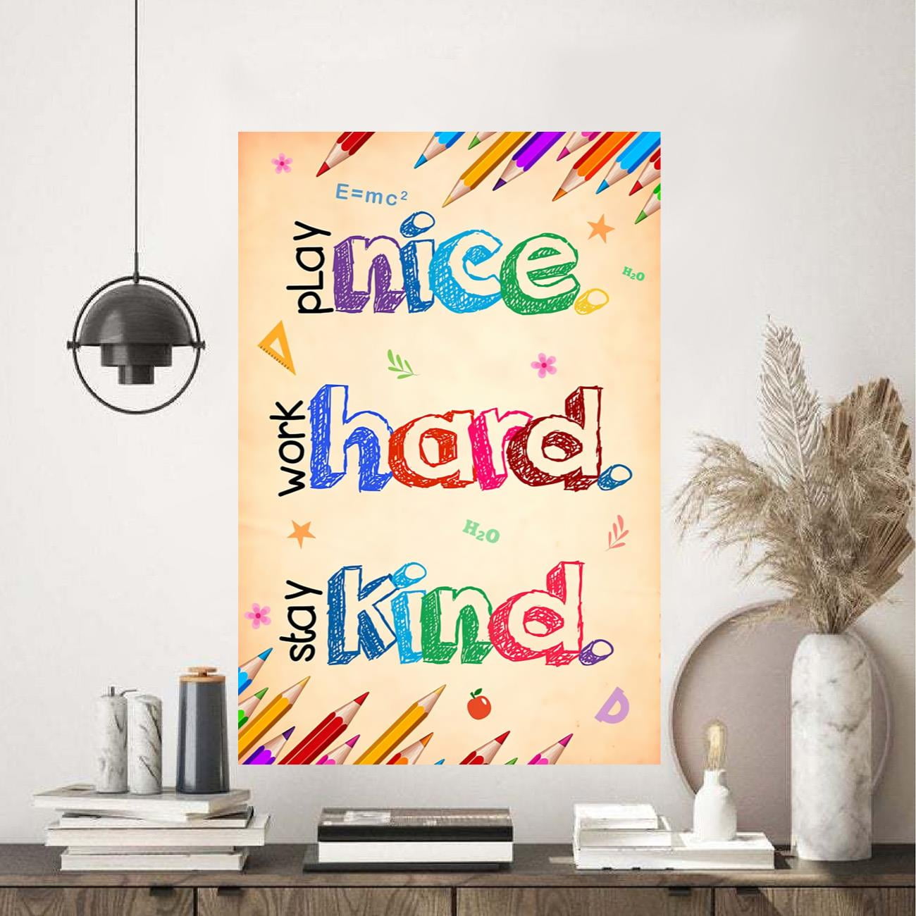 Teacher Play Nice Work Hard And Stay Kind Poster Teacher Poster Gift ...