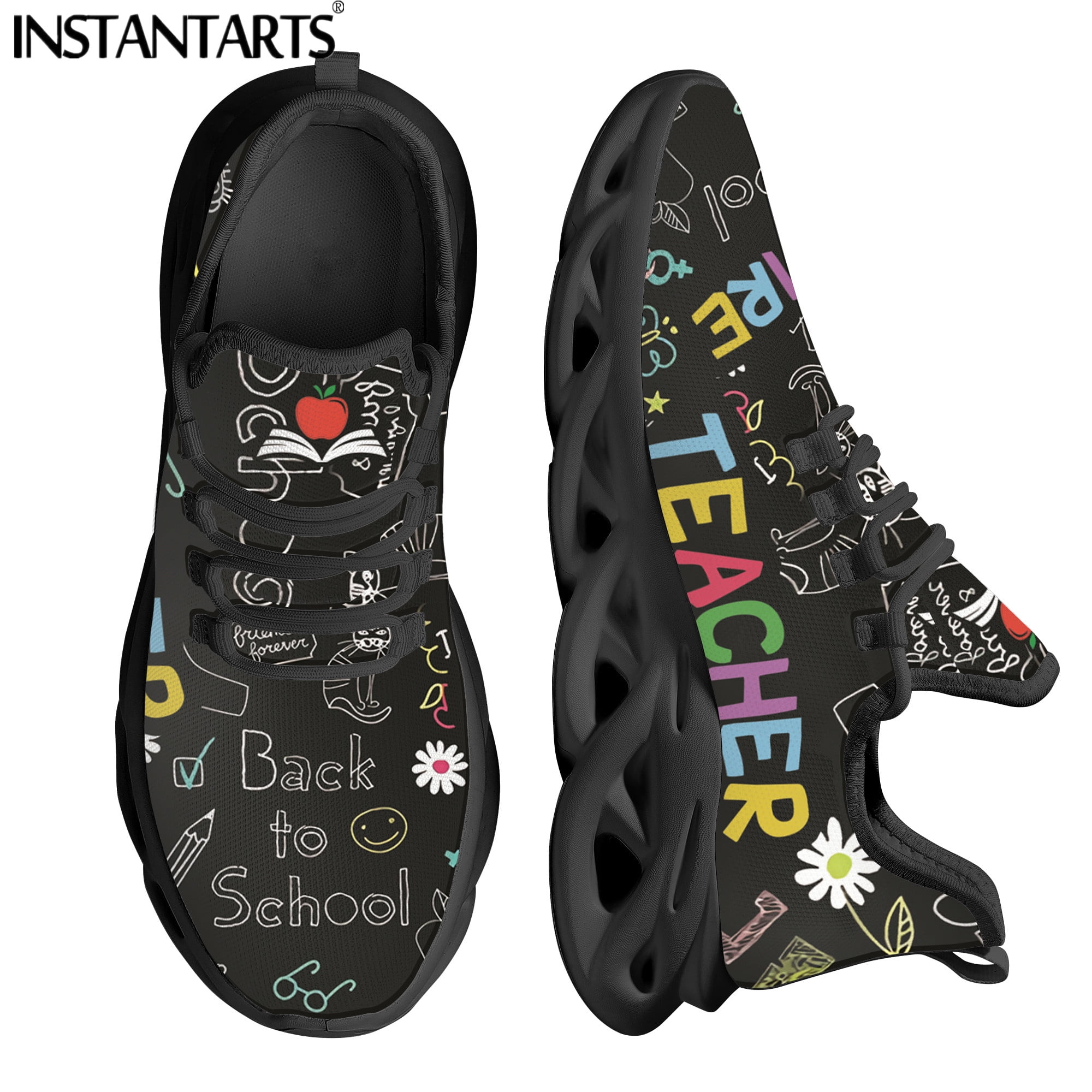 Teacher Profession Pattern Flat Shoes for Women's Spring Winter ...