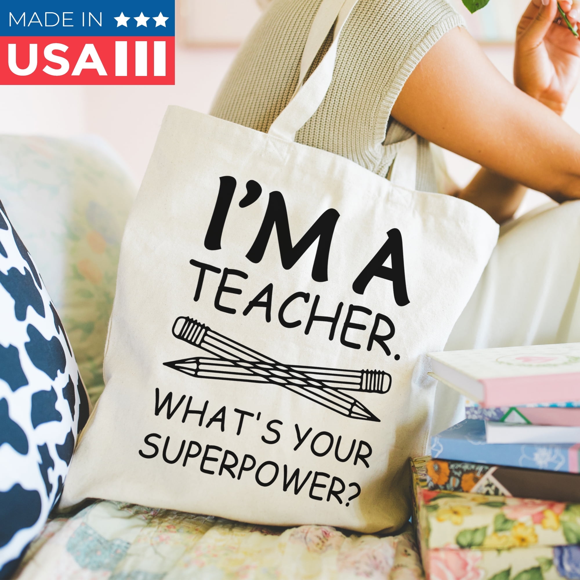 Teacher Quotes Canvns Tote Bag ,14x16 Inch Polyester Cotton Straps Reusable Handles Holds for ...