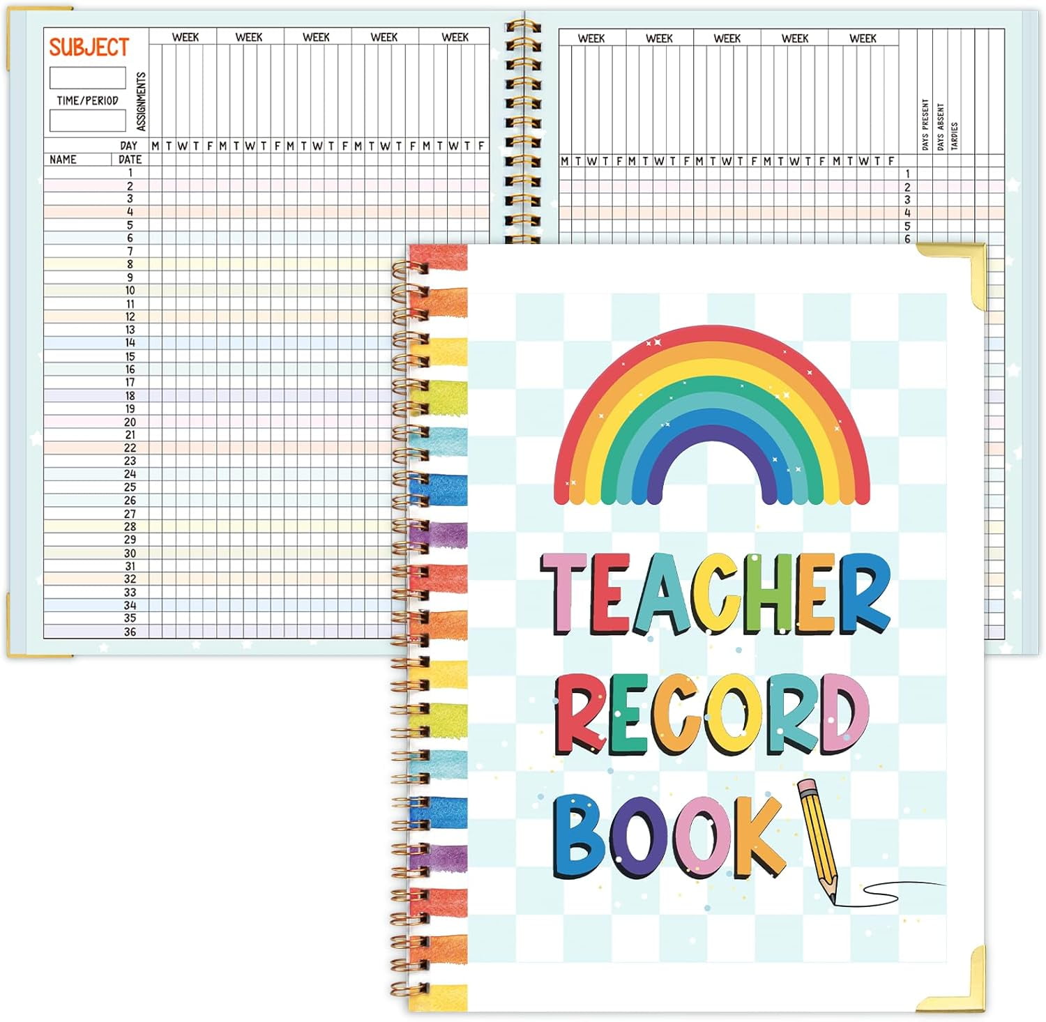 Teacher Record Book Spiral Bound Teacher Grade Book with Metal Corner ...