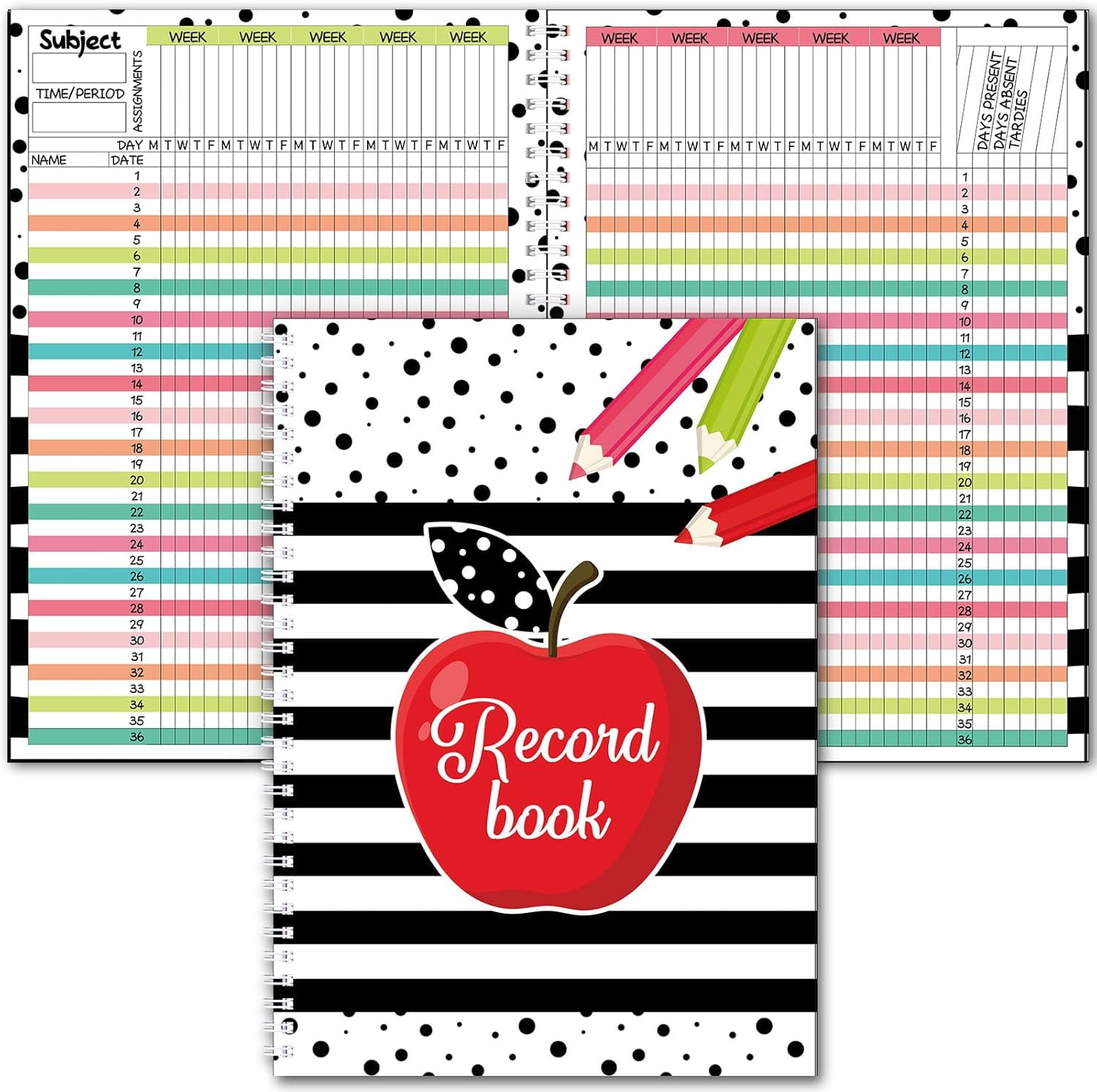 Teacher Record Book Teacher Grade Book Spiral Bound Record Class ...