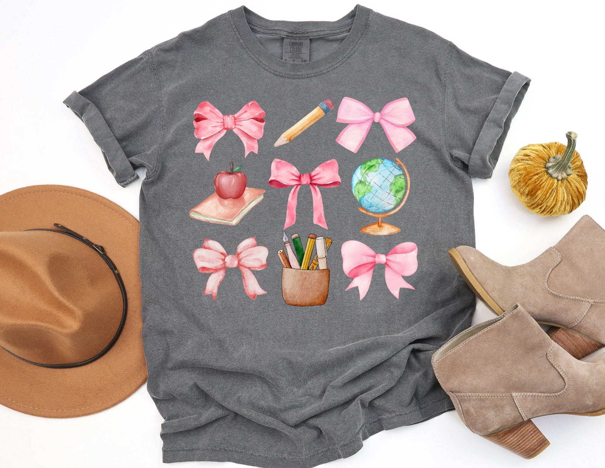 Teacher Shirt Coquette Bows School Supplies Tee - Walmart.com