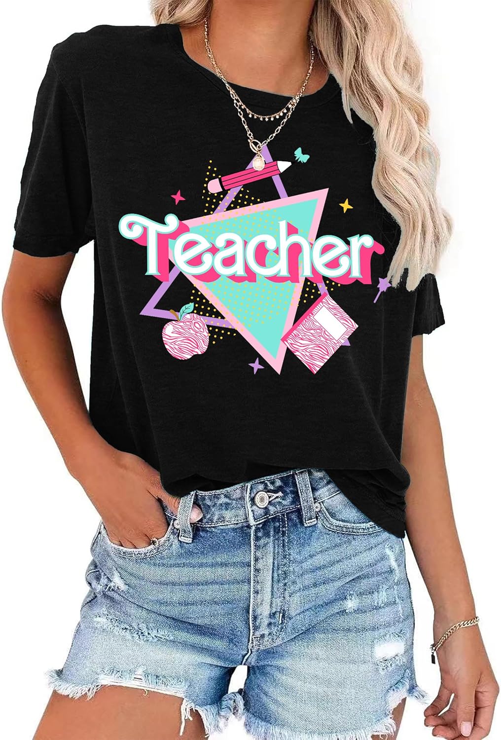 Teacher Shirts Women ABCD Teacher Tshirt Teacher Life Shirt Tops Back ...