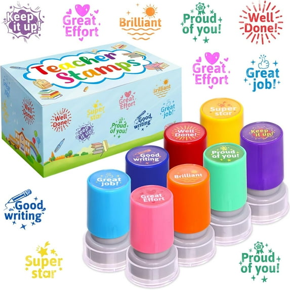 Teacher Stamps Self Inking for Classroom Rubber Stamp for Grading ...