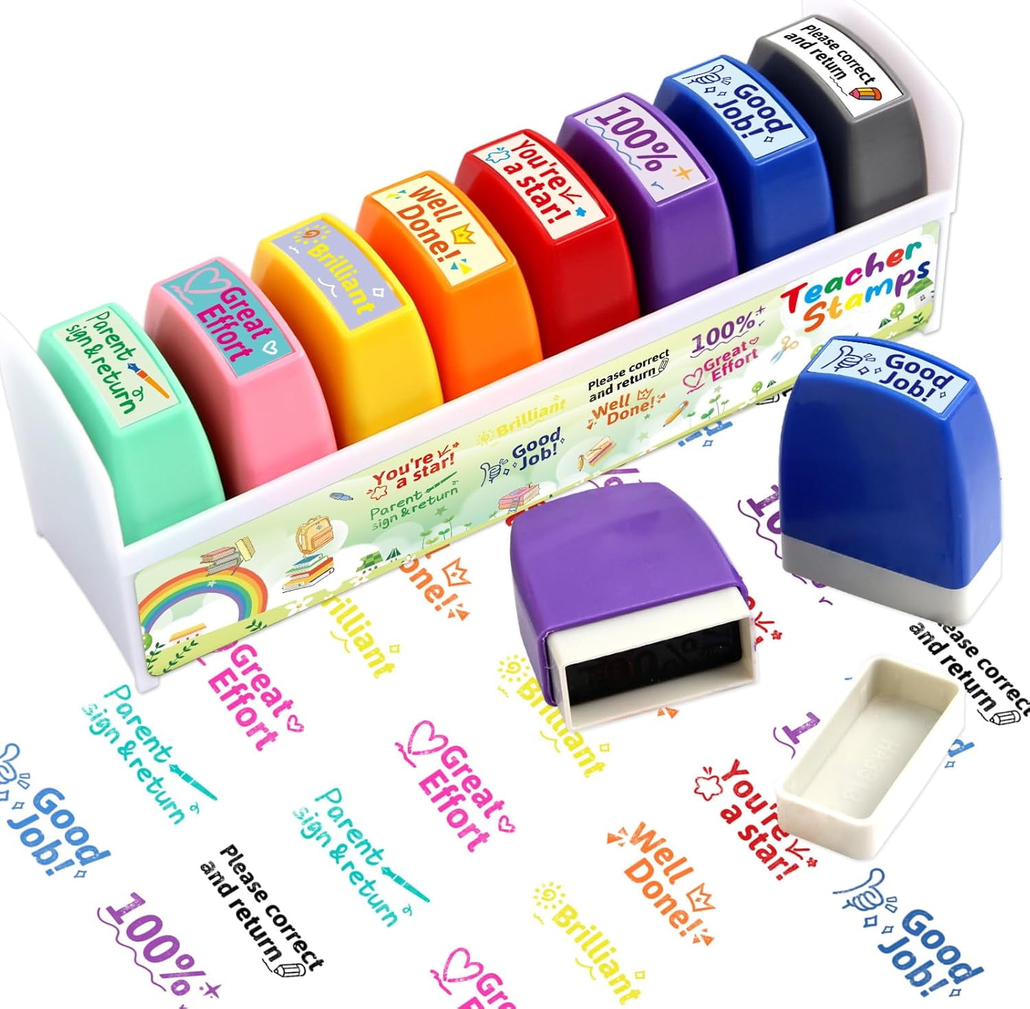 Teacher Stamps for Grading Motivational Teacher Self-Inking Stamp Set ...
