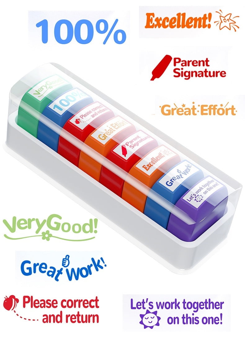 Teacher Stamps for Grading Motivational Teacher Self-Inking Stamp Set Encouraging Signature ...