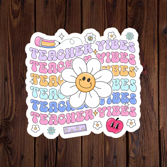 Teacher Sticker Teacher Vibes Teacher Appreciation Gift Laptop Sticker ...