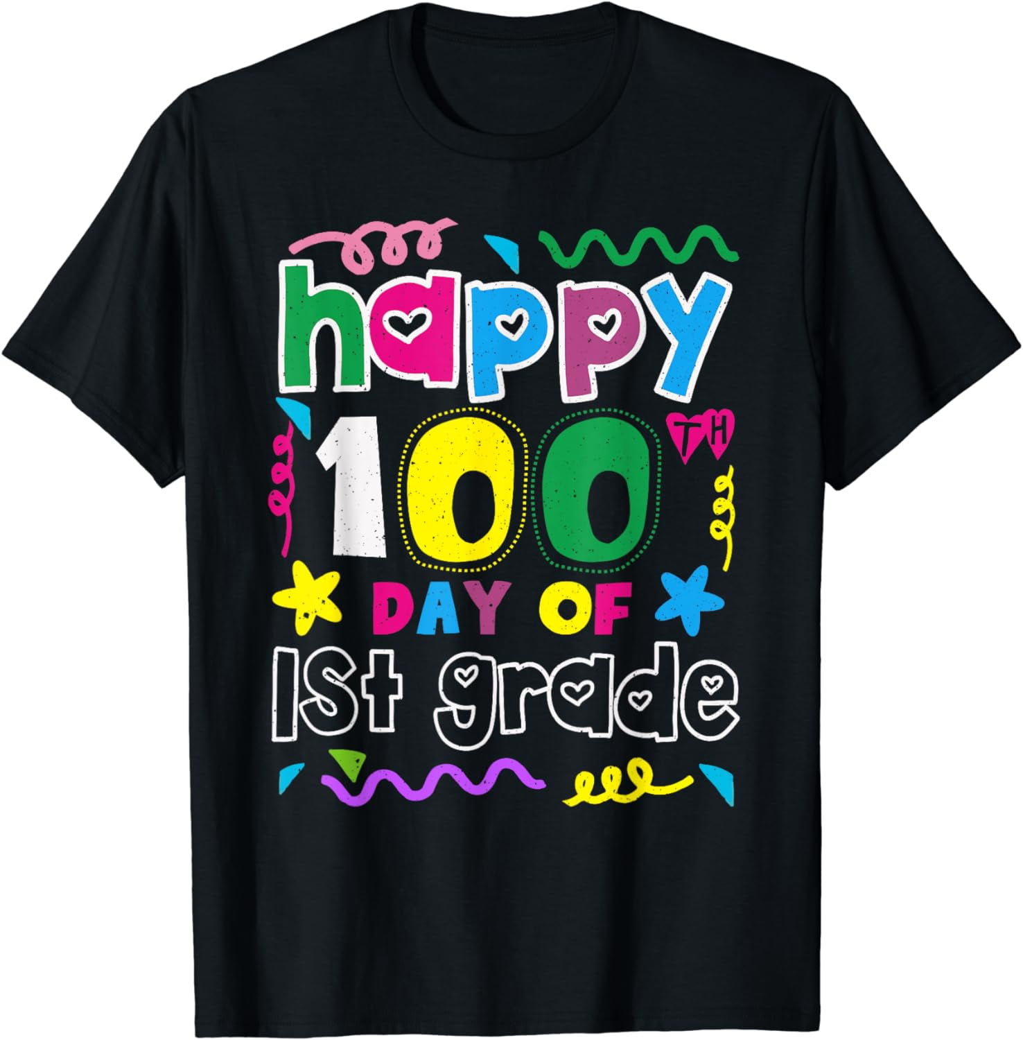 Teacher Student 100th Day Of 1st Grade 100 Days Of School T-Shirt ...