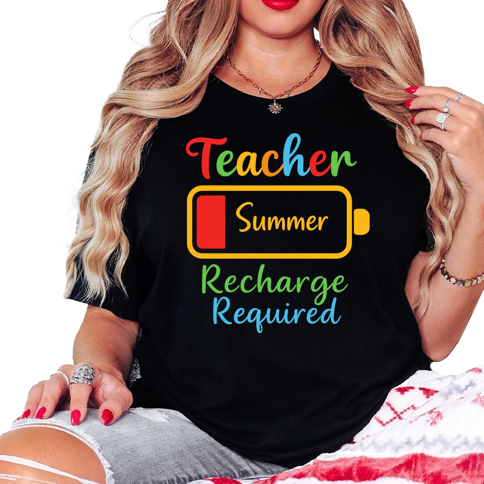 Teacher Summer Recharge Required Last Day of School T-Shirt - Walmart.com