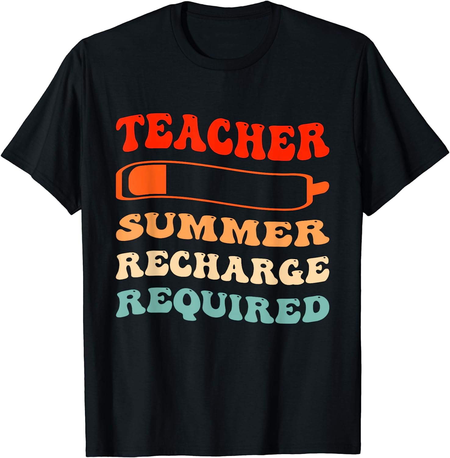 Teacher Summer Recharge Required Last day of School Groovy T-Shirt - Walmart.com