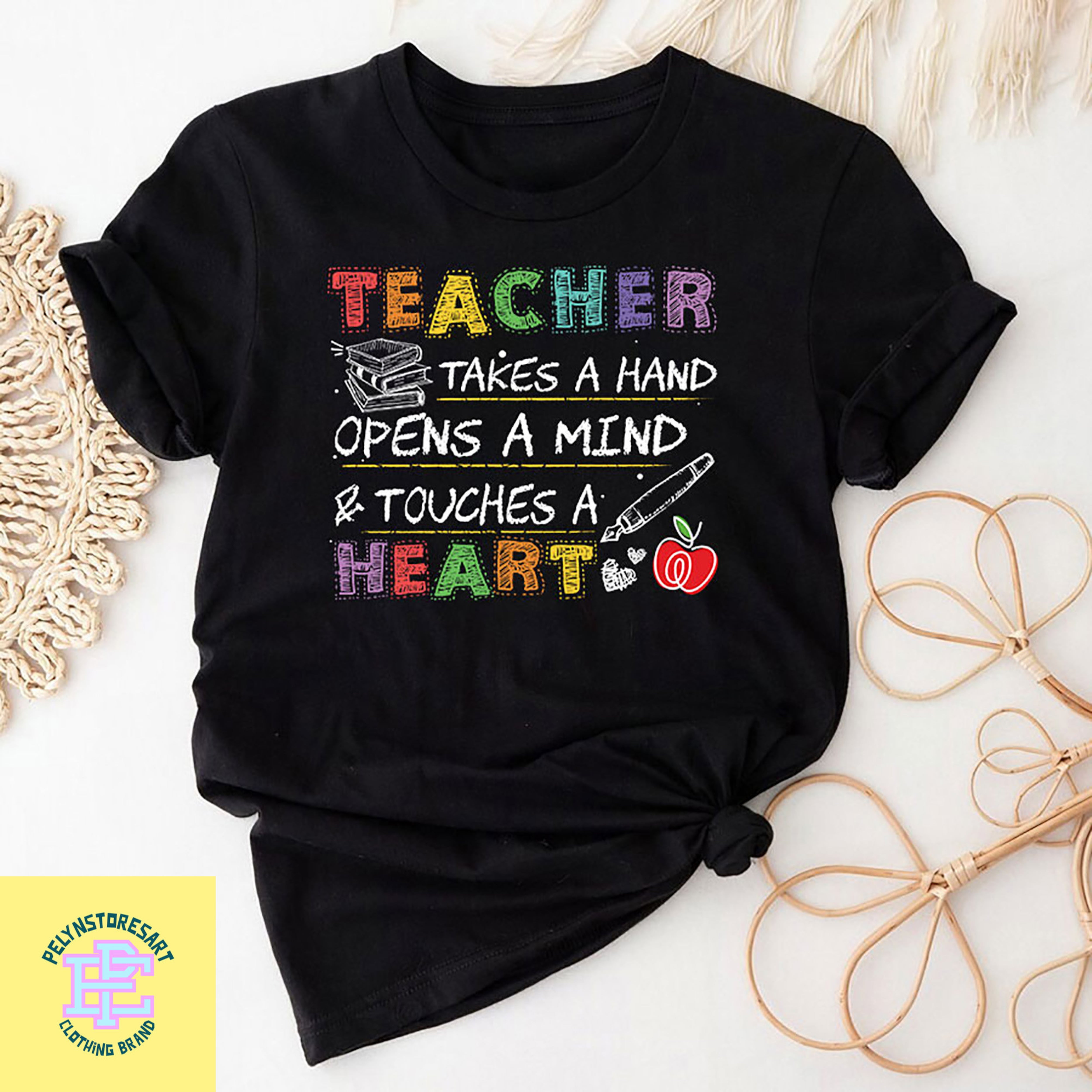 Teacher Takes A Hand Opens A Mind & Touches A Heart T-Shirt, Best ...